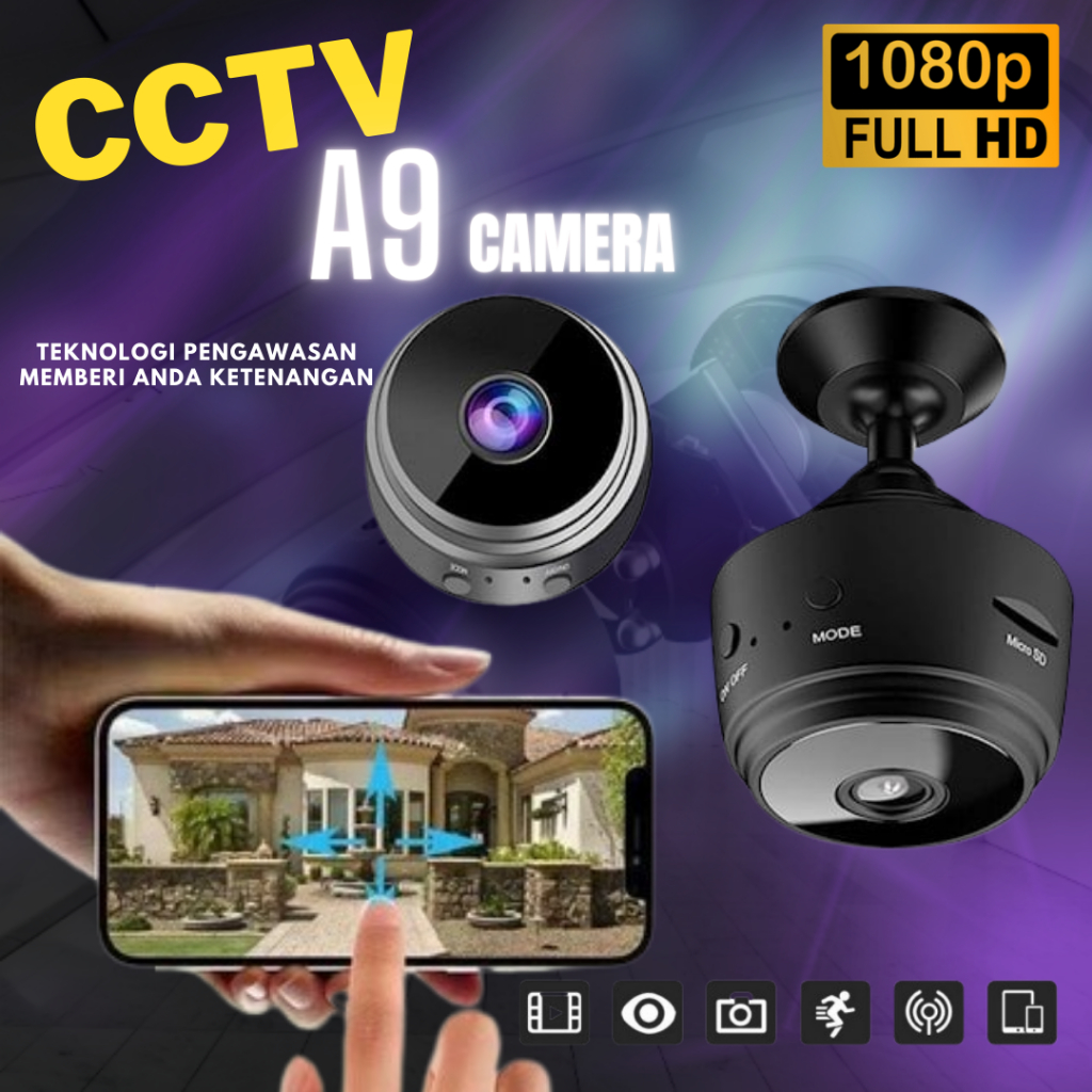 Jual Wireless A9 Mini Camera Wifi Hd 1080P Micro Kamera Kecil Smart Ip ...