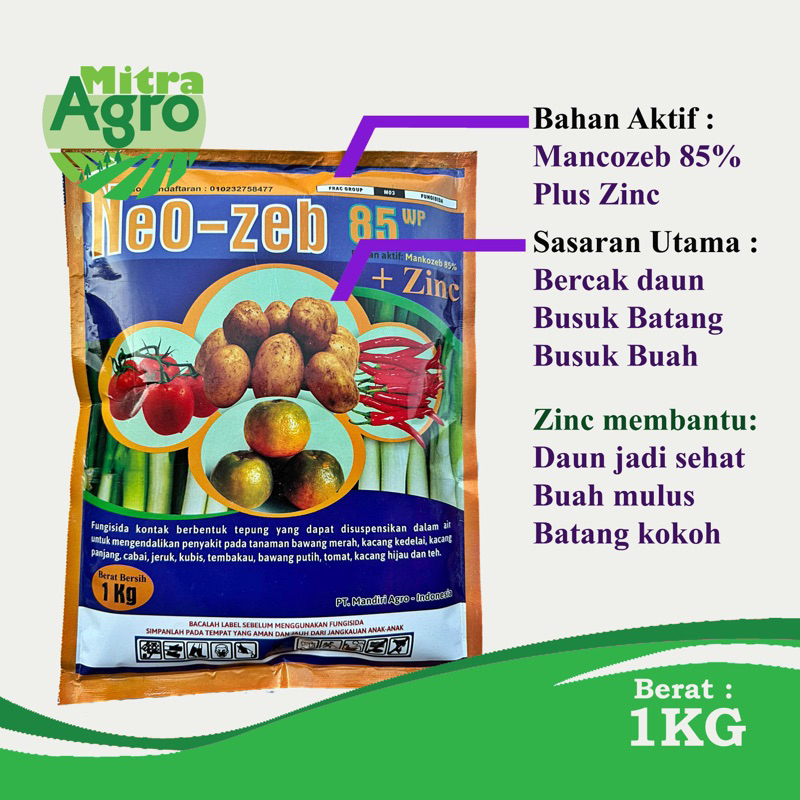 Jual fungisida neozeb mancozeb kuning plus zinc | mancozeb kuning ...