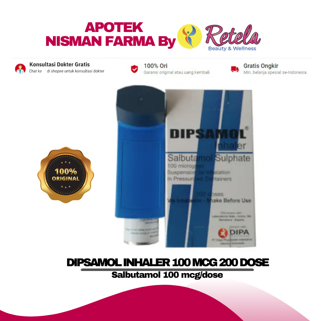 Jual DIPSAMOL INHALER 100MCG / SALBUTAMOL / ASMA | Shopee Indonesia