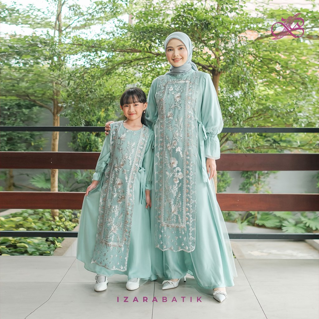 Jual ( Family Set Amira Hijau Tosca - Izara Raya Collection ) Baju ...