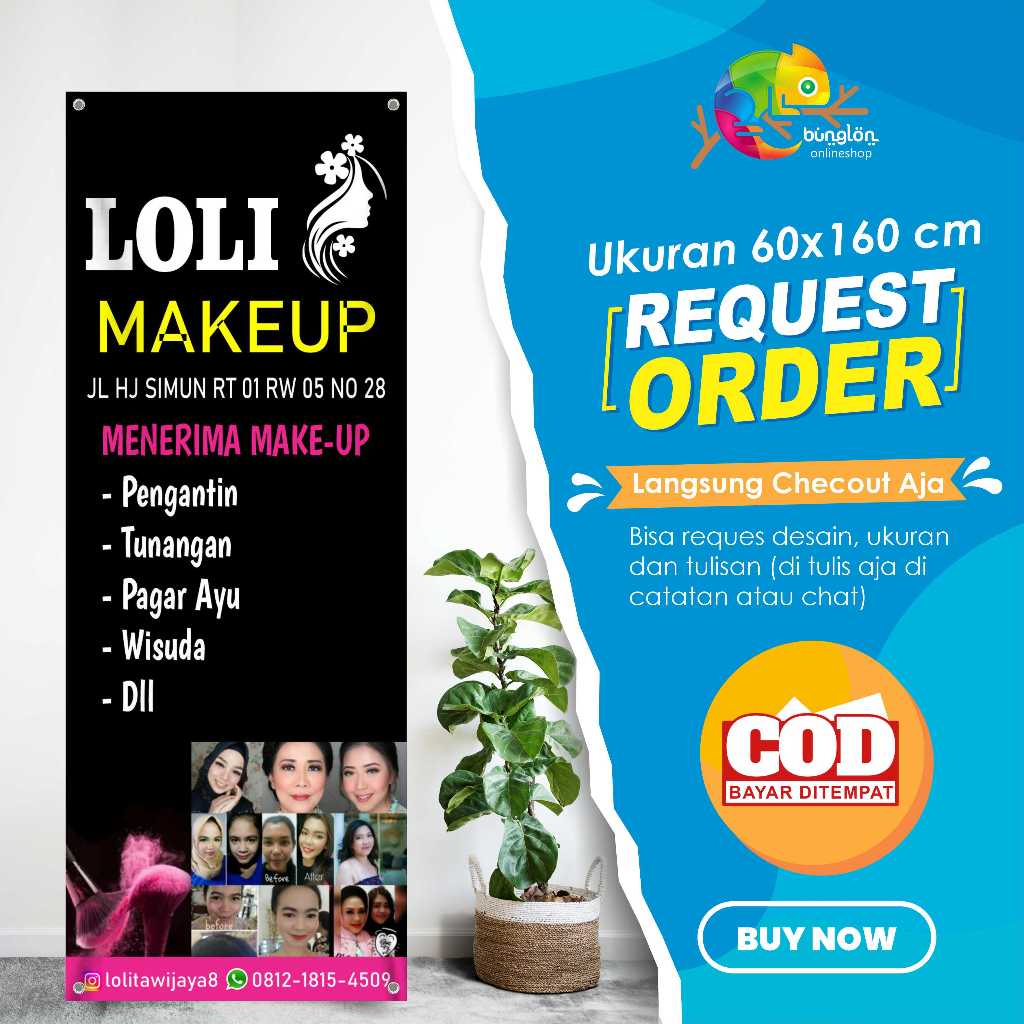 Jual Spanduk Banner 60x160 Jasa Make Up Salon Custom Desain | Shopee ...