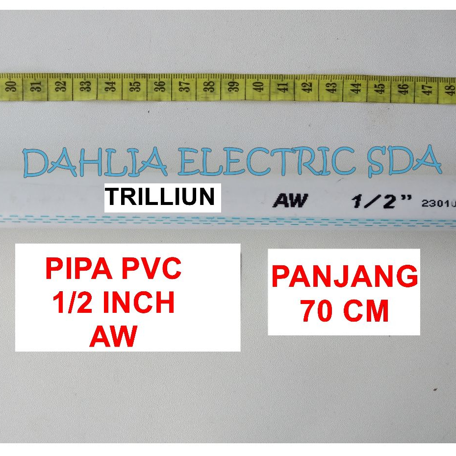 Jual PIPA PVC 1/2 INCH AW TRILLIUN PUTIH (PANJANG 70CM) | Shopee Indonesia