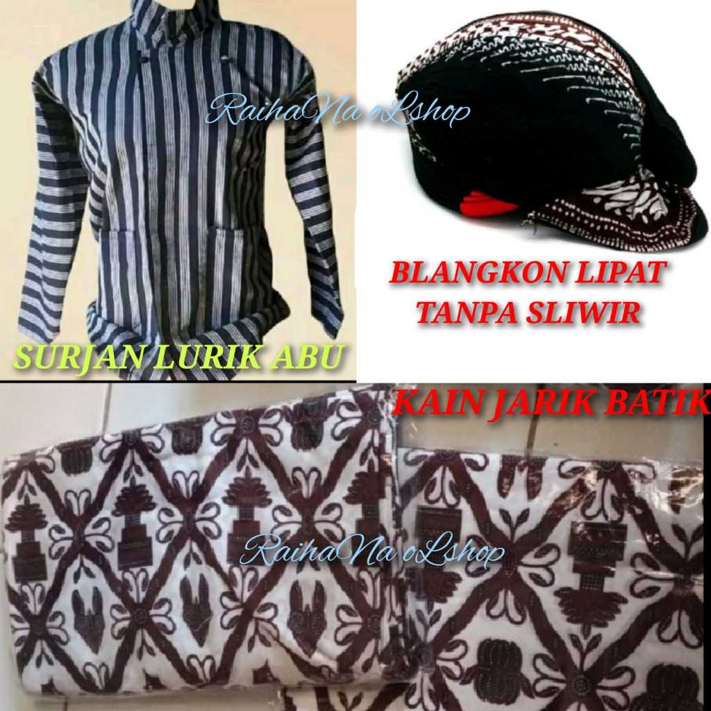 Jual BAJU ADAT LAKI | SURJAN LURIK ABU + BLANGKON LIPAT TANPA SLIWIR ...