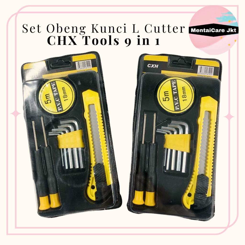 Jual Set Obeng Kunci L Cutter CXH Tools 9 in 1 Screwdriver + Hex Key ...
