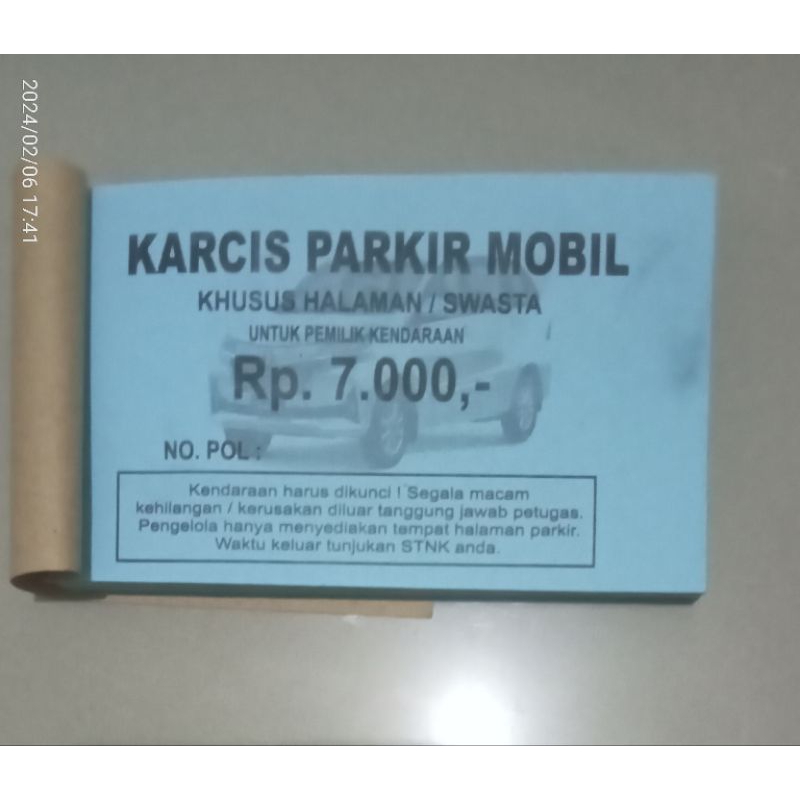 Jual Tiket parkir karcis mobil 7rb biru MB7B | Shopee Indonesia