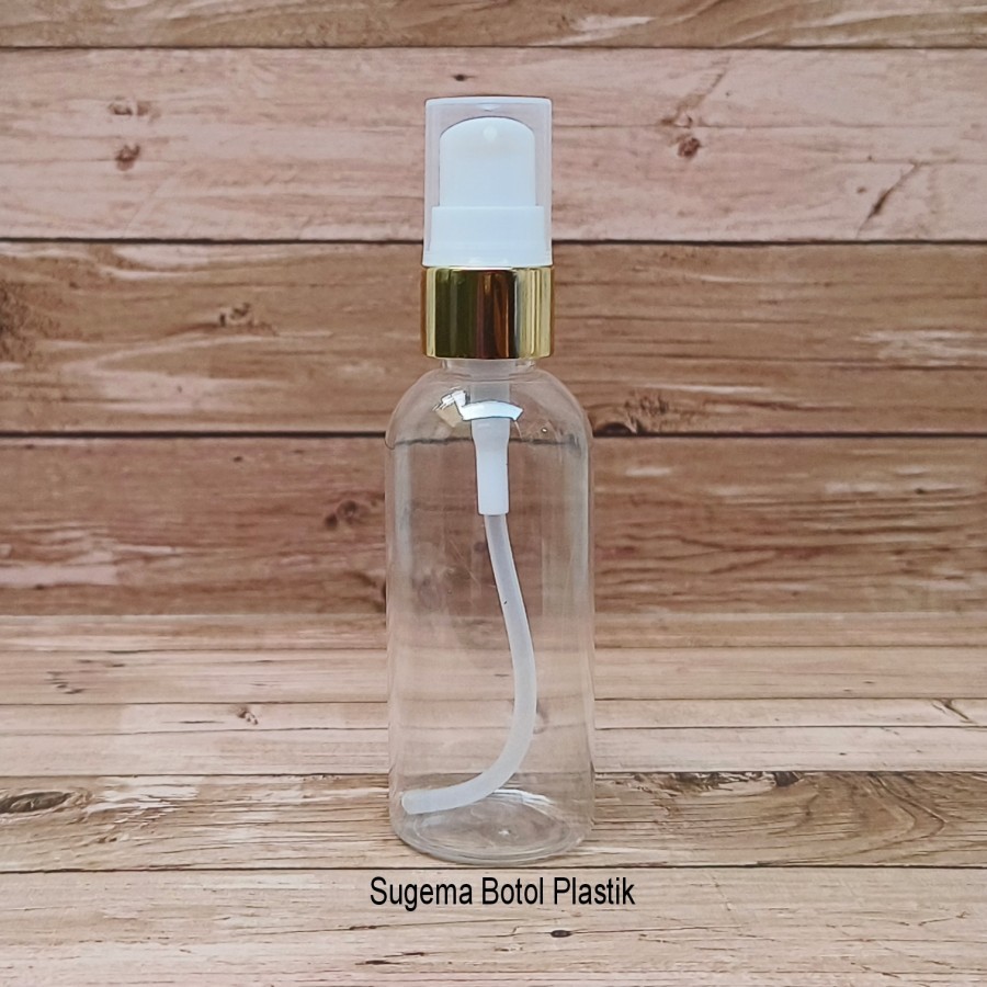 Jual Botol Plastik Pet 60ml Br Clear Tutup Pump Treatment Gold / botol ...