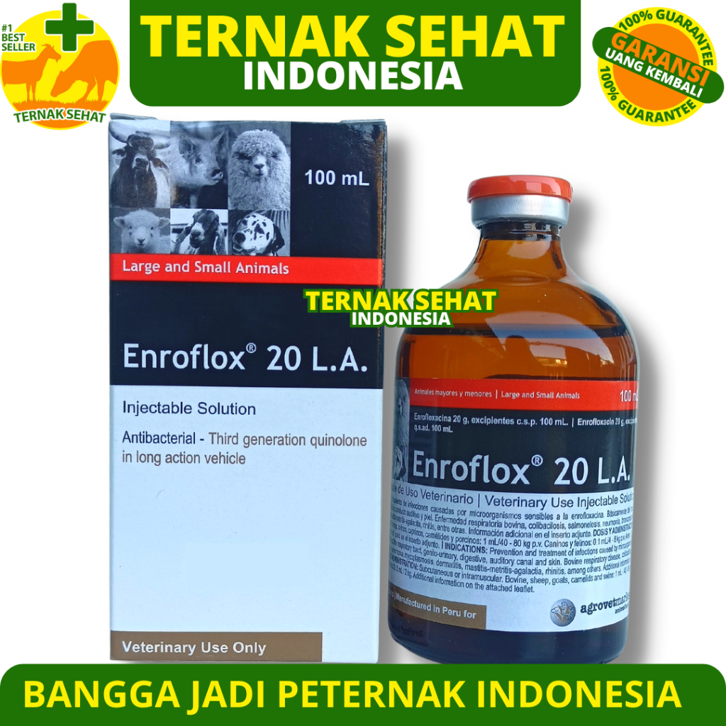 Jual ENROFLOX LA 100ML AGROVET - Antibiotik Spektrum Luas Long Acting ...