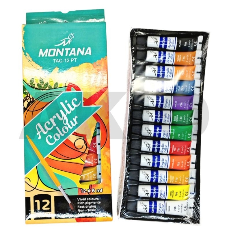 Jual Cat Akrilik Acrylic Colour MONTANA 12 Set Warna Acrilic Murah ...