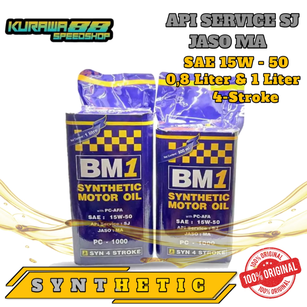 Jual Oli BM1 SYNTHETIC MOTOR OIL WITH PC-AFA PC-1000 0,8L & 1L SAE 15W-50 SJ JASO MA SYN 4 ...