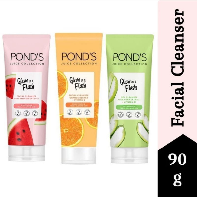 Jual Ponds Glow in a Flash Facial Cleanser Watermelon Extract 90g ...