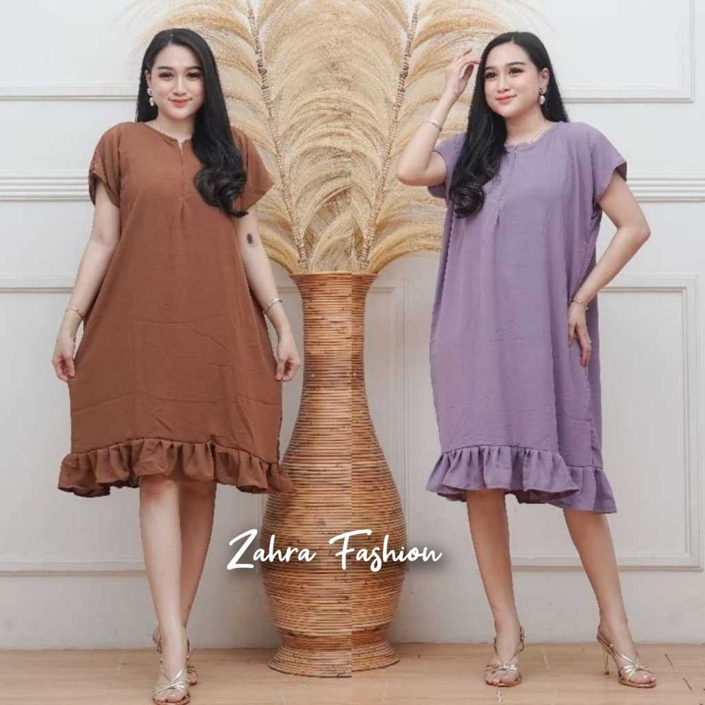 Jual Dress Viral Daster Kekinian Wanita Jumbo Busui Bumil Crinkle Airflow | Shopee Indonesia