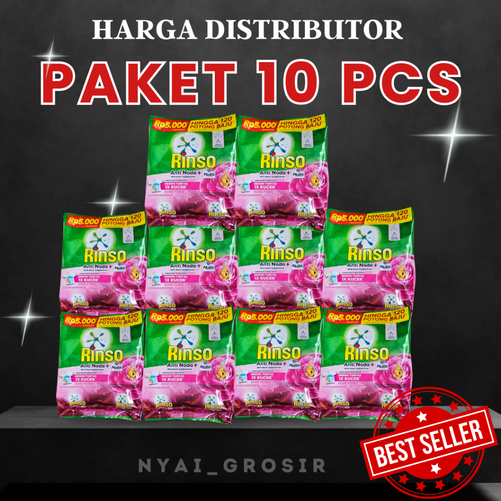 Jual Promo 10 Pcs Rinso Bubuk 195gr 5000an Detergen Rinso Murah ...