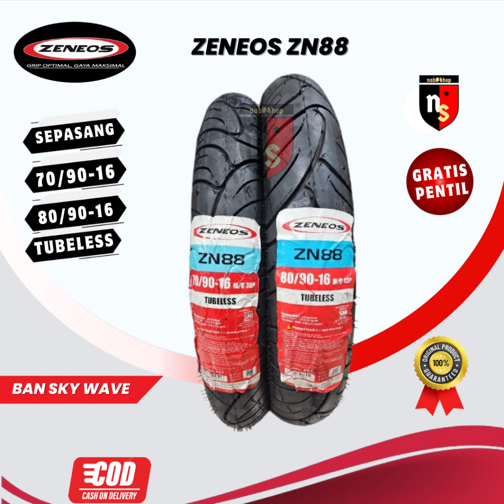 Jual Paket Ban ZENEOS ZN88 70/90-16 dan 80/90-16 Tubeless Motor SkyWave ...