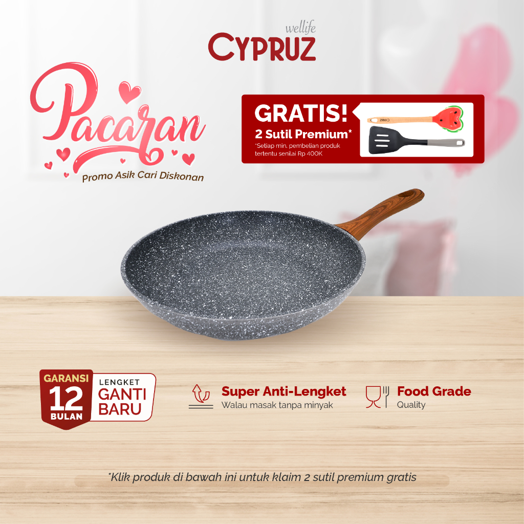 Jual Cypruz Wajan Penggorengan Anti Lengket Fry Pan Marble Induksi 20cm | Shopee Indonesia