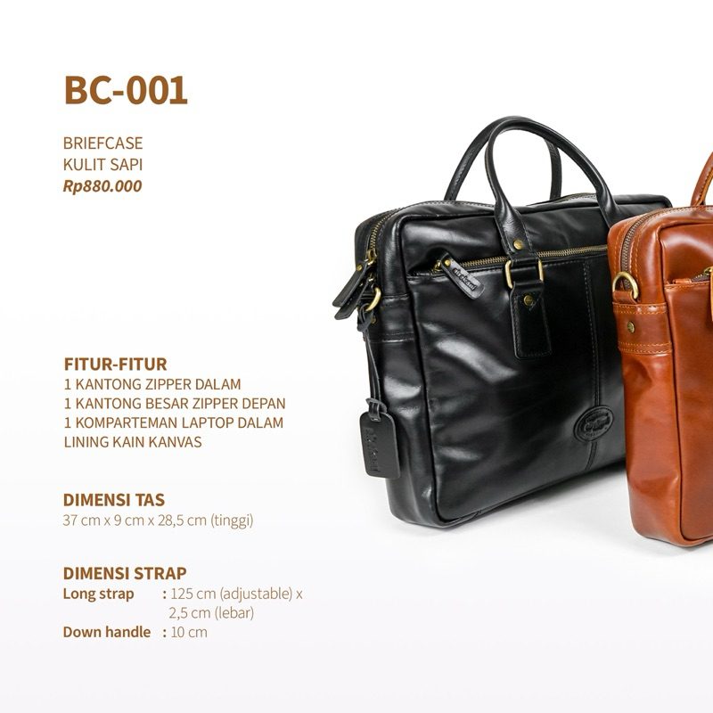 Jual Tas Laptop Kulit ABEKANI BC001 Leather Briefcase Tas Notebook 14 ...