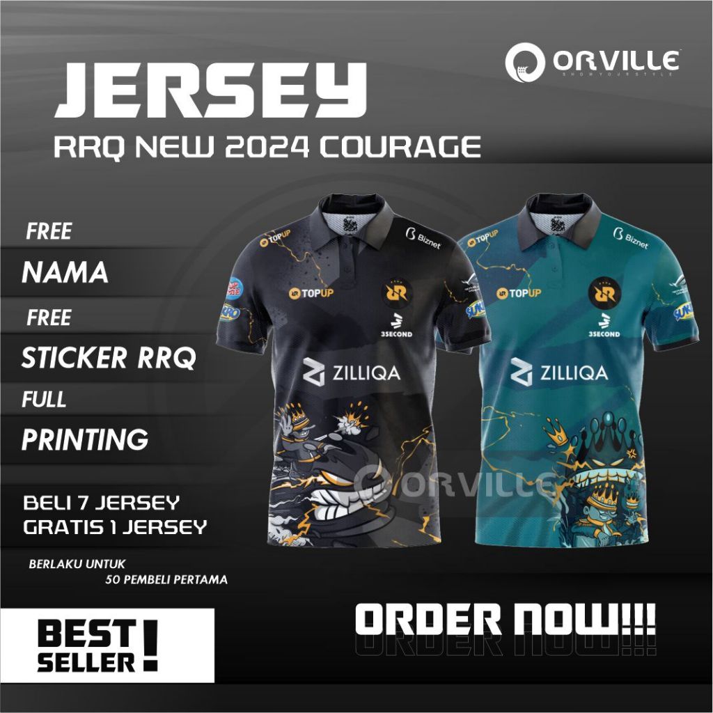 Jual Jersey RRQ Terbaru Couuurrage version 2024 MPL S13 FREE NICKNAME ...