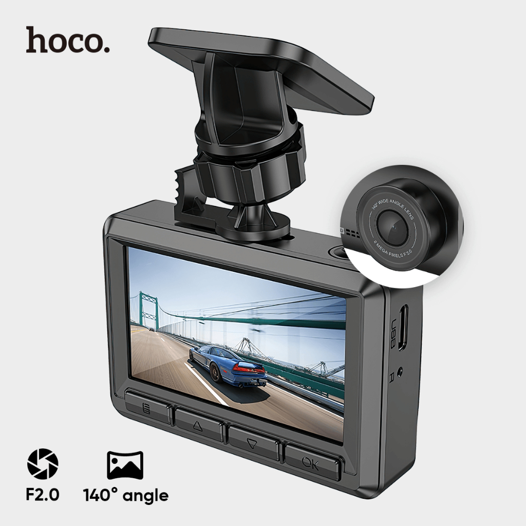 Jual Hoco Dash Cam Driving Recorder 1080P QHD 2.45inch IPS Parking ...