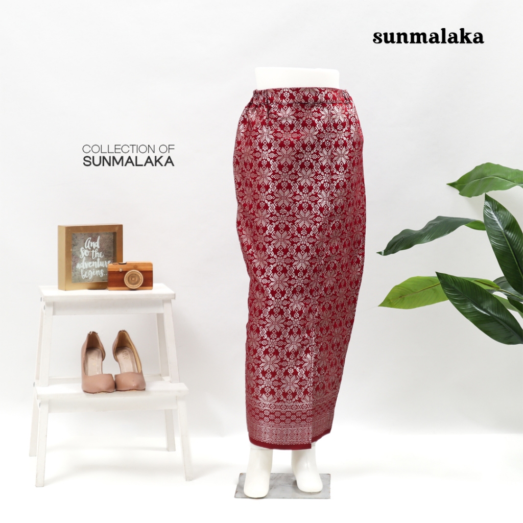 Jual Songket Rok Merah Silver| Songket Palembang | Shopee Indonesia