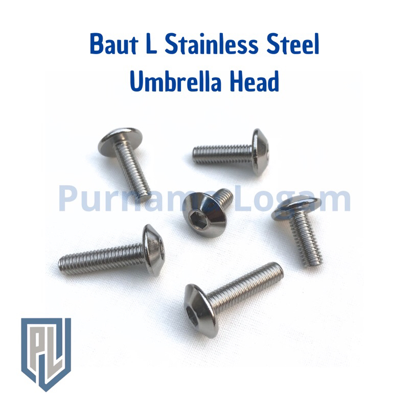 Jual Baut L Umbrella M5 x 20 ( 2 cm ) Stainless 304 A2-70/ Kunci L4/ Drat 8/ Baut Payung ...