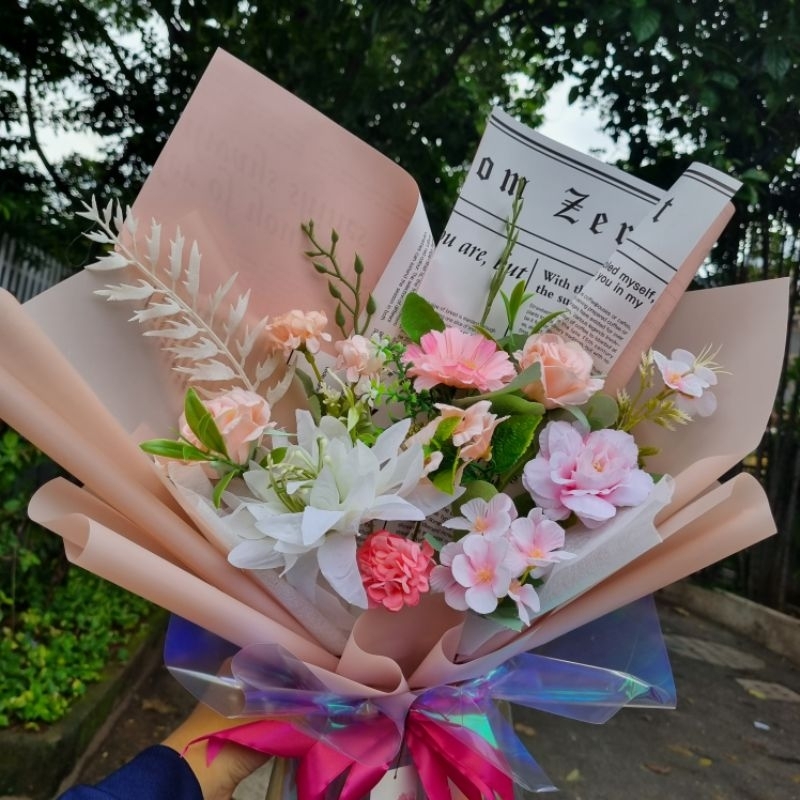 Jual bucket/buket/bouquet bunga artificial murah (premium) | Shopee ...