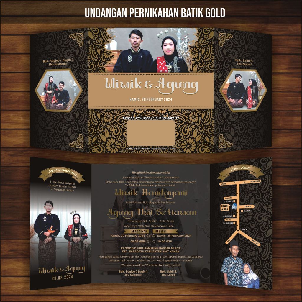 Jual Undangan pernikahan batik wayang gold / vintage wedding invitation ...