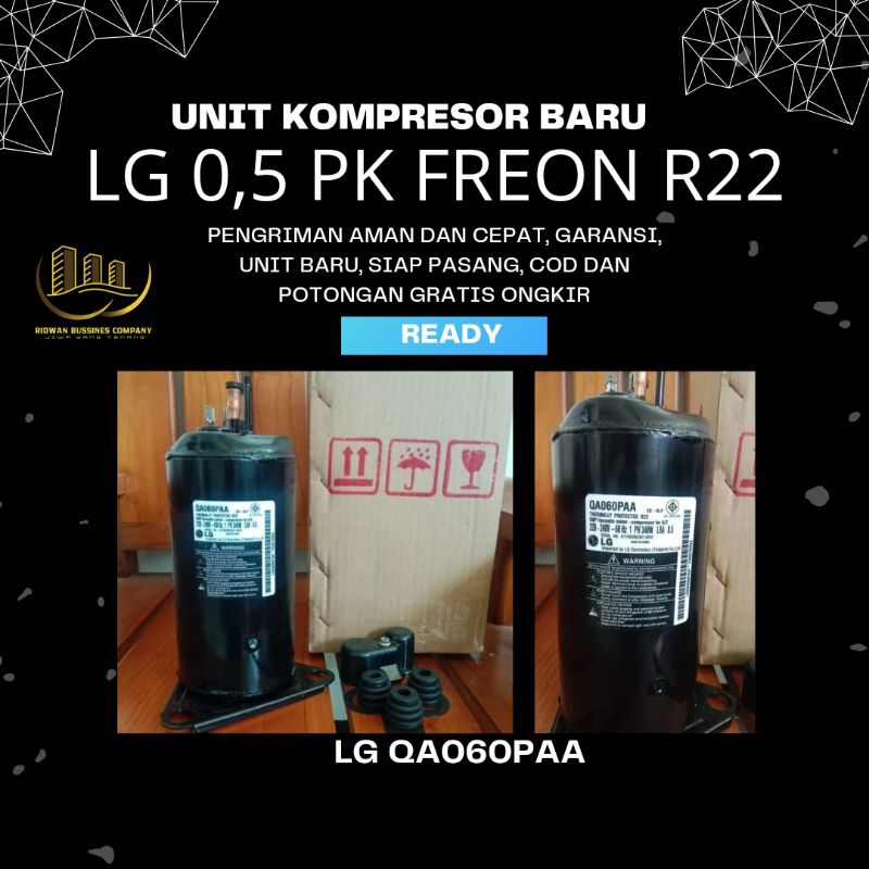 Jual (BARU) KOMPRESOR AC SPLIT MERK LG QA060PAA 0.5 PK FREON R22 ...