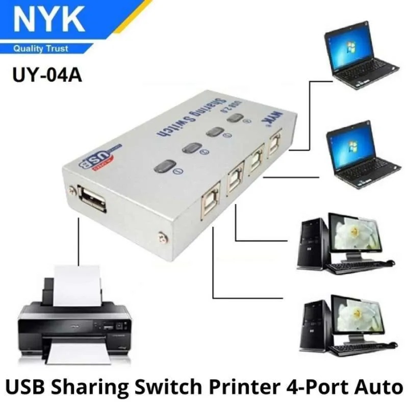 Jual NYK Auto Switch 4 port dan 2 Port USB Auto Data Sharing Switch Printer | Shopee Indonesia