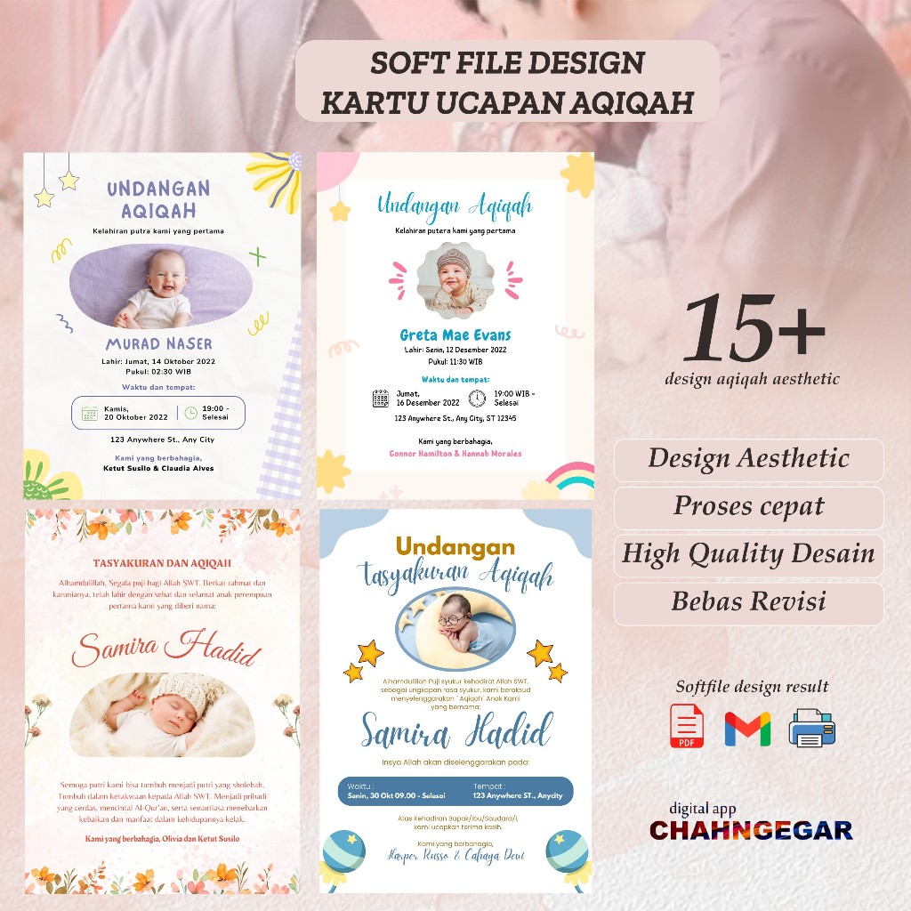 Jual Soft File - Desain Kartu ucapan aqiqah thankscard akikahan kartu ...