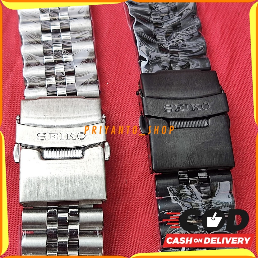 Jual RANTAI JAM TANGAN SEIKO HITAM DAN SILVER STRAP JAM SEIKO 20MM 22MM ...
