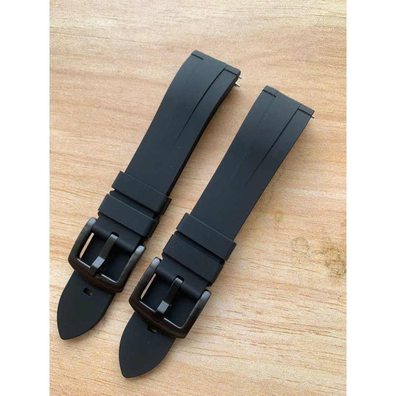 Jual Strap tali jam tangan silicon lengkung 20mm Full hitam | Shopee ...