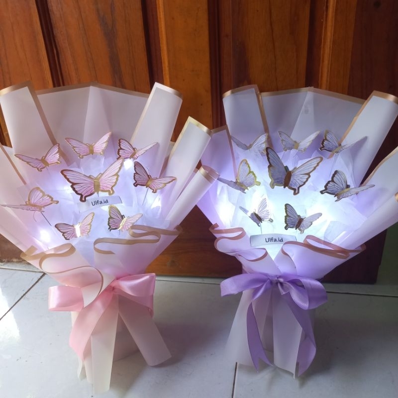 Jual [BUTTERFLY] Bouquet Buket kupu-kupu / LED lamapu for gift hadiah ...