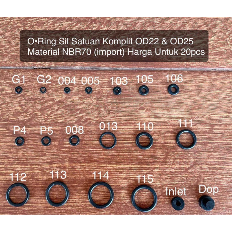 Jual Oring seal sil isi 20pcs lengkap od22 dan od25 bahan NBR70 | Shopee Indonesia
