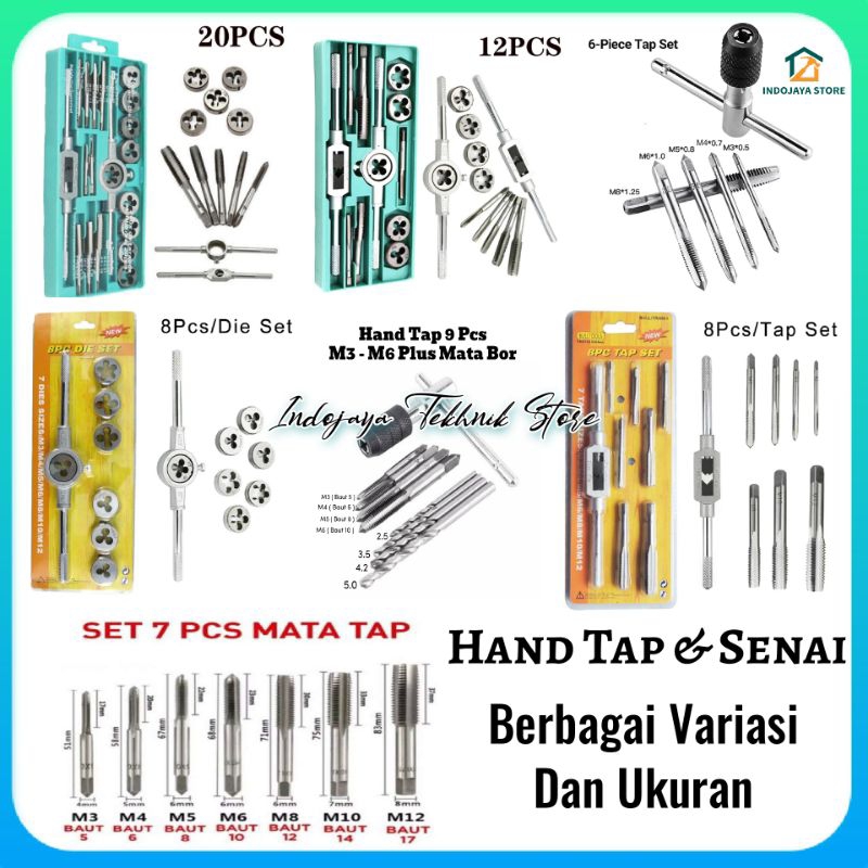 Jual Hand Tap Dan Senai Set Berbagai Variasi isi Alat Pembuat Drat Baut ...