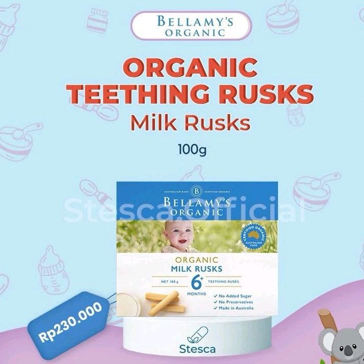 Jual bellamy’s organic teething rusks milk rusks 100g | Shopee Indonesia