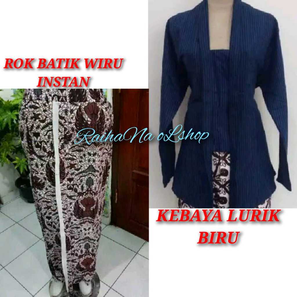 Jual BAJU ADAT JAWA PEREMPUAN/CEWE/WANITA | KEBAYA LURIK BIRU + ROK BATIK WIRU INSTAN | SETELAN ...