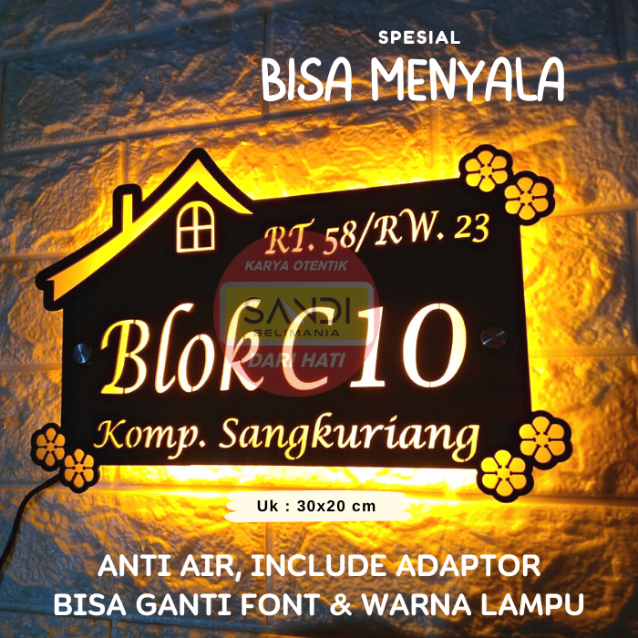 Jual Papan Nomor Rumah Led Acrylic | Nomer Rumah Led Acrylic | No Rumah ...