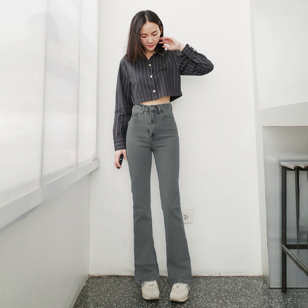 Jual HW Cutbray Jeans Wanita - Highwaist Cutbray Flared - Streetch Premium Quality - Cutbray ...