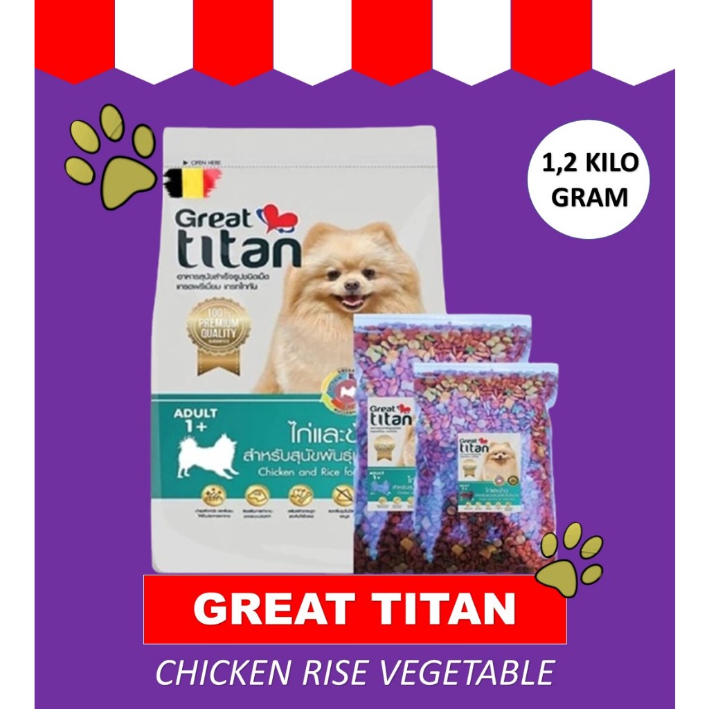 Jual GREAT TITAN CHICKEN RISE VEGE 1,2KG REPACK MAKANAN ANJING | Shopee ...