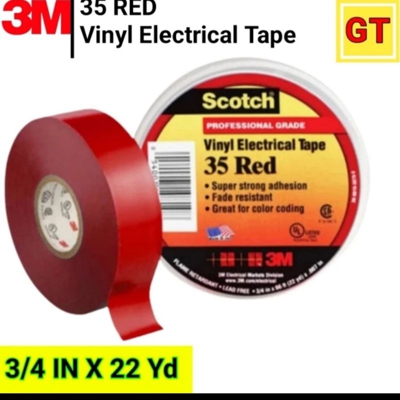Jual Isolasi Listrik 3M Scotch 35 Vinyl Electrical Tape warna merah ...