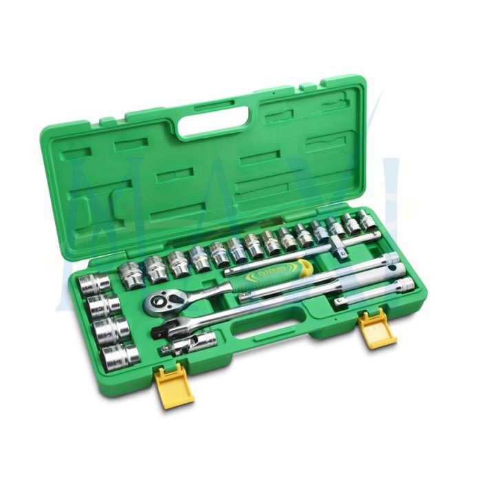 Jual Tekiro socket set 1/2 inch / 3/8 - 1 1/4 inch isi 24 pcs (box plastik) | Shopee Indonesia