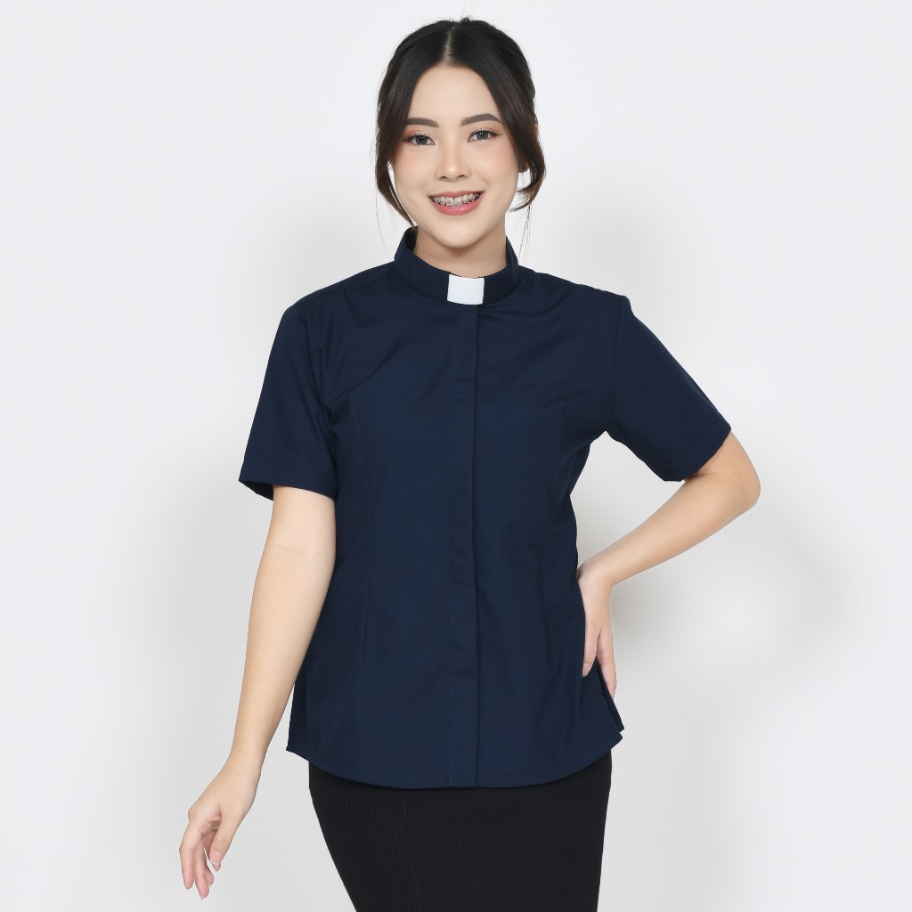 Jual Miracle - New Pendeta Wanita Kemeja Collar - Pendek Polos - Jos ...