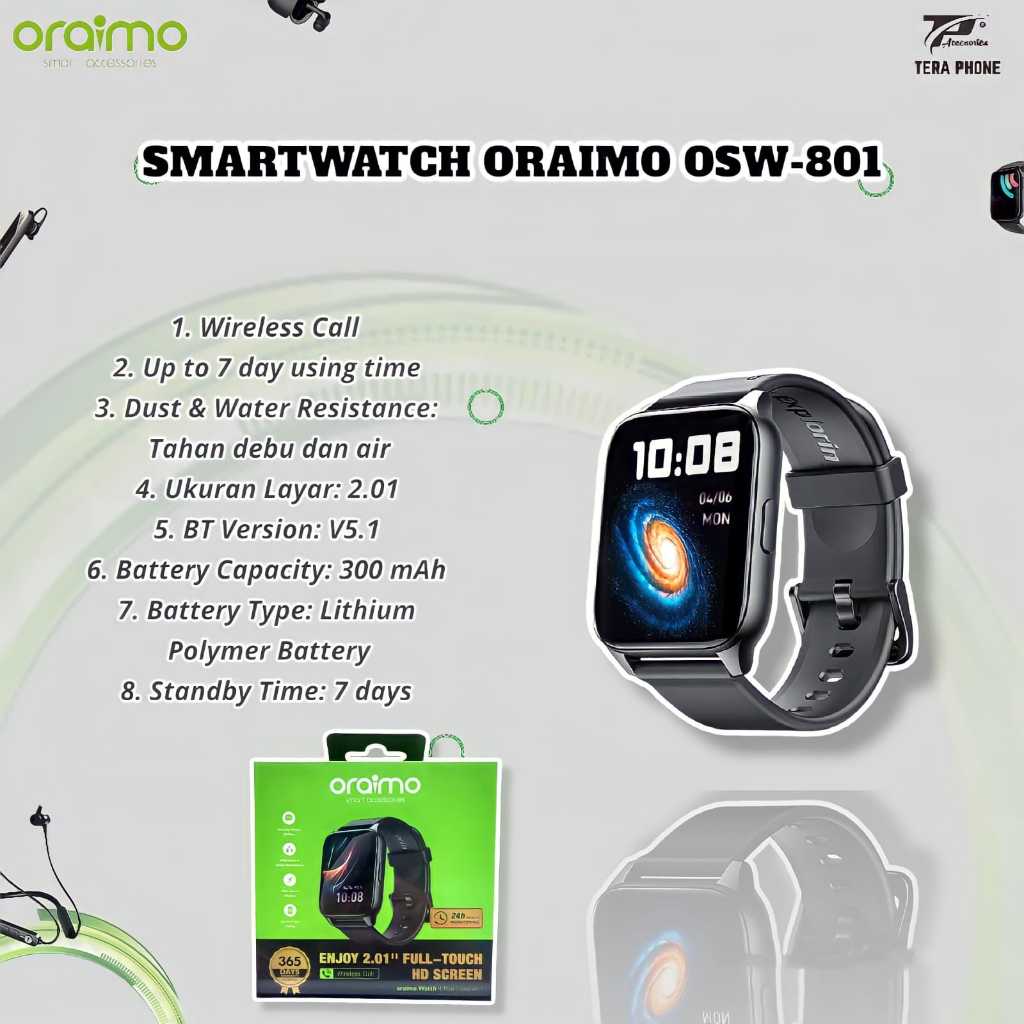 Jual Oraimo Watch 4 Plus Smartwatch 2.01'' Large Screen Bluetooth OSW ...