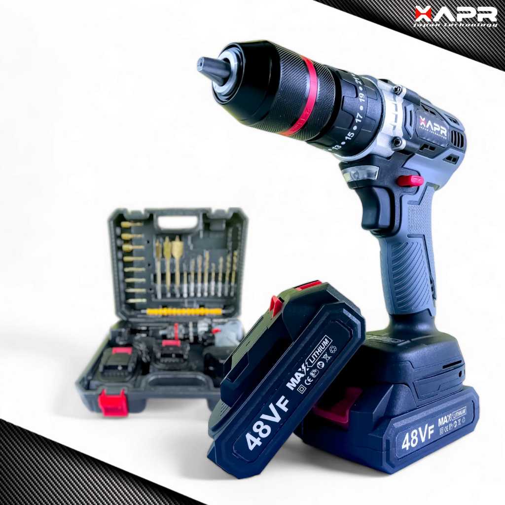 Jual BOR CORDLESS APR Japan 48V 13MM chuck besi impact drill grey ...