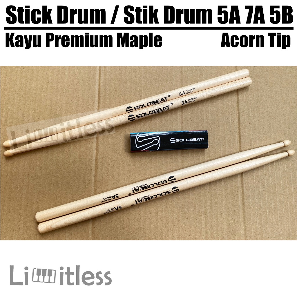 Jual Stick Drum 5A 7A 5B Stik Drum Solobeat Kayu Premium Maple Acorn ...