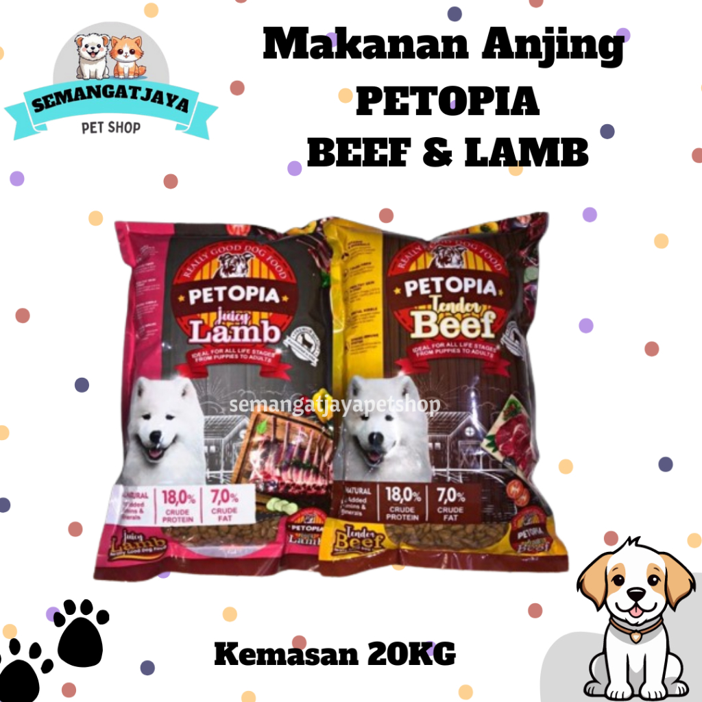 Jual Makanan Anjing - Petopia Dog Varian Beef & Lamb 20kg (INSTANT ...