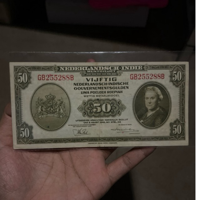 Jual Uang Kuno 50 Gulden Nica 1943 Penjajahan Belanda | Shopee Indonesia