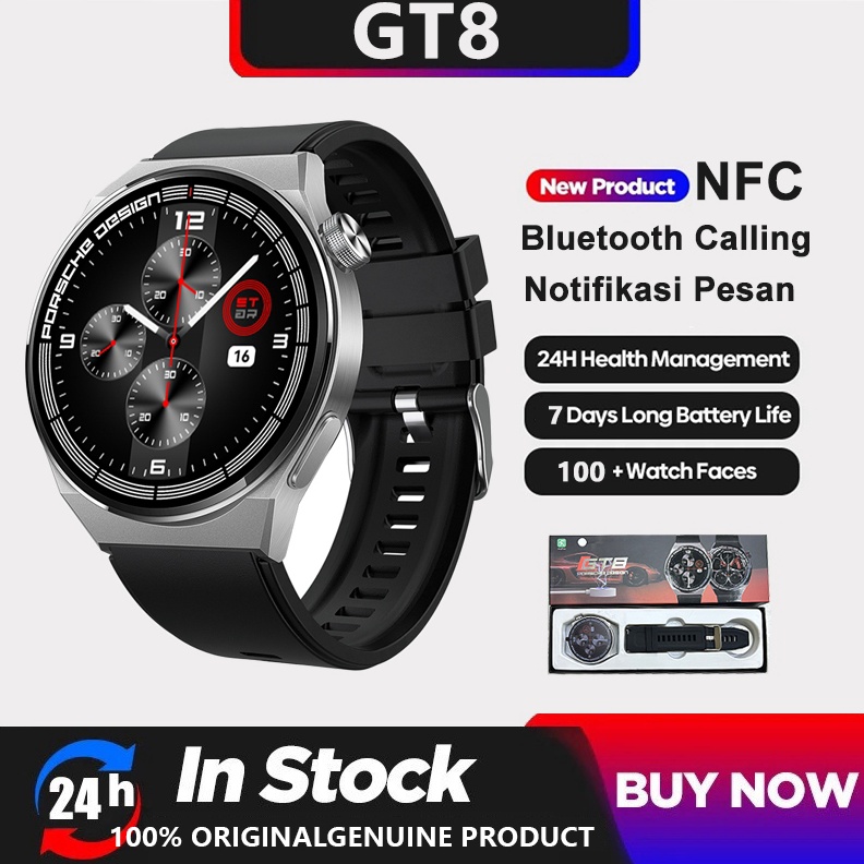 Jual KODE N1P2 COD ORI Smartwatch GT8 NFC Bluetooth Call Professional Health WhatsApp Quick ...