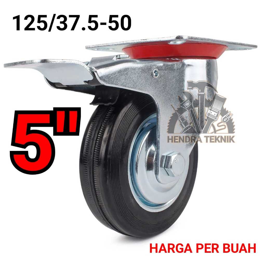 Jual RODA KARET REM HIDUP 5" RODA TROLI 5 INCI RODA HIDUP REM 5 INCH ...