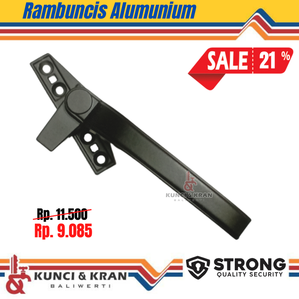 Jual Rambuncis Aluminium STRONG 625 Right Black Grendel Jendela ...