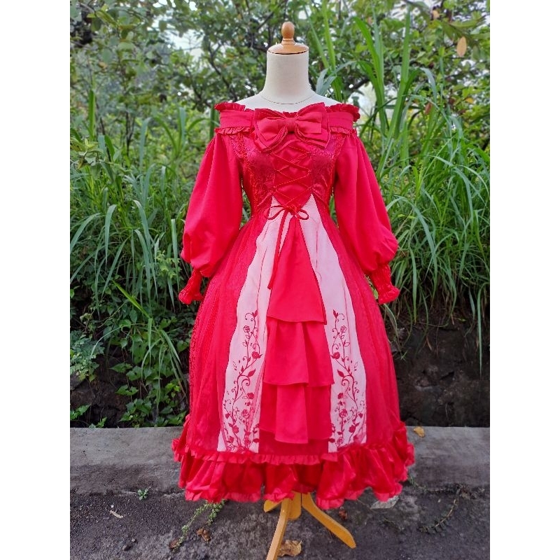 Jual gaun noni belanda / lolita merah | Shopee Indonesia